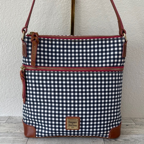 Dooney & Bourke | Bags | Dooney Bourke Navy And White Gingham Bag ...